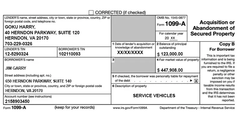 1099 A Form Online Easily E File IRS Form 1099 A